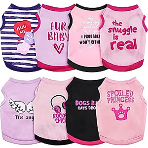 8 Pieces Pet Shirts Printed Puppy Soft Dog Shirt Pullover T Cute Sweatshirts Valentine's Day Girl Clothes Outfits Small for Dogs Cats (Vivid Pattern,Size S)