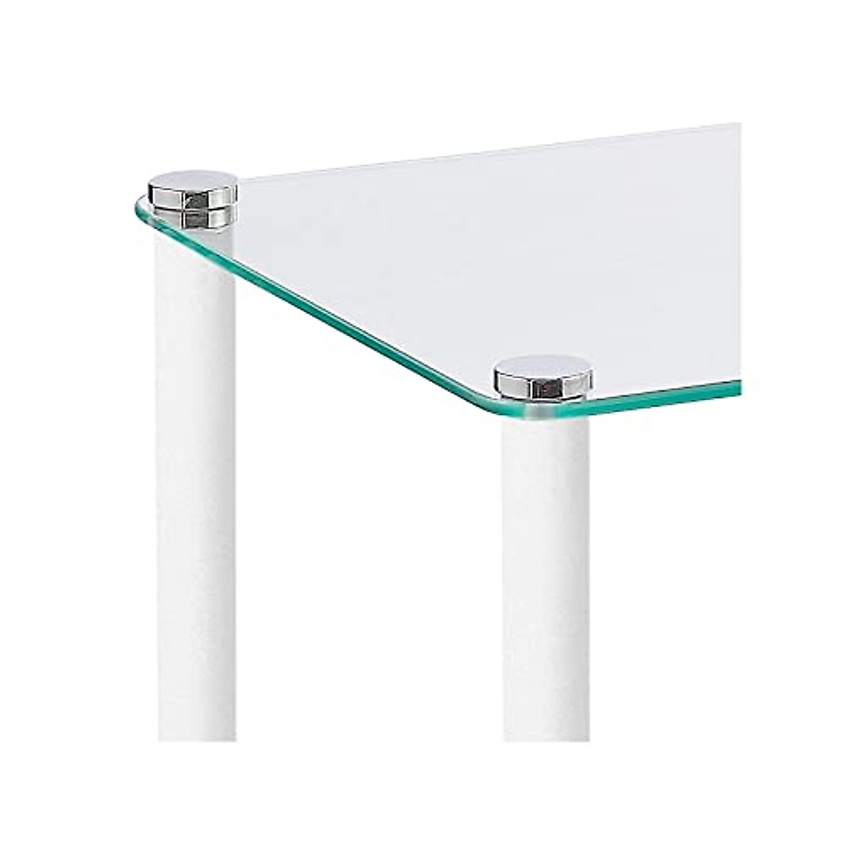 mDesign Metal/Glass 3-Tier Storage Tower, Narrow Shelving Display Unit, Open Glass Shelves; Multi-Use Stand for Living Room, Bathroom, Home Office, Hallway, Bedroom Organization - White/Clear