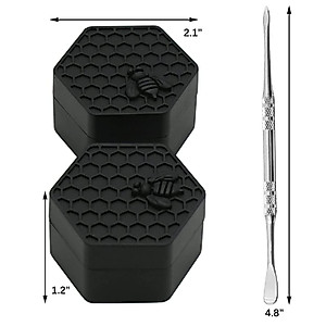 KUVIS 26ml Hexagon Silicone Containers Non-stick Jars with Carving Tool (Black)