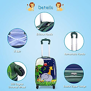 HONEY JOY Kids Luggage, 12" Toddler Backpack & 16" Travel Suitcase with Wheels, Lightweight Toddler Girls Suitcase, Durable ABS Hardshell, 2Pcs Carry On Luggage Set for Boys Girls(Elephant)