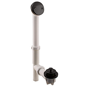 Westbrass 597244-62 White 1-1/2" Tubular Pull & Drain Bath Waste Drain Kit with 2-Hole Overflow Faceplate, Matte Black