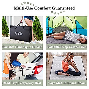 GYK Thicken Memory Foam Mattress Topper,Foldable Camping Road Trip Japanese Floor Futon,Tatami Mat Sleeping Pad,Knitted air Layer Cotton Fabric,Four-Sided Has Breathable Mesh,Cool Sleep