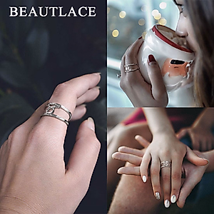 beautlace Taurus Adjustable Ring Constellation Astrology Silver Plated Opening Statement Horoscope Zodiac Ring for Women Men Jewelry Gift KR0002J-W