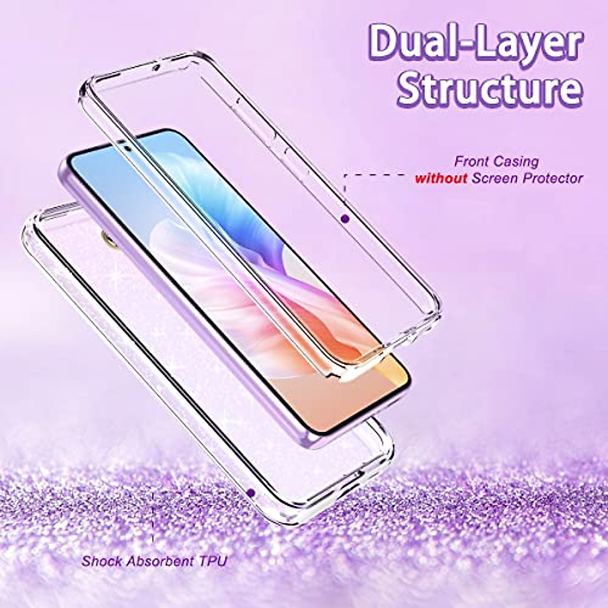 Hocase for Galaxy S23 Plus Case, (with 2 Screen Protectors + 1 Camera Protector) Shockproof Soft TPU+Hard Plastic Full Body Protective Case for Samsung Galaxy S23 Plus 5G (6.6") 2023 - Glitters