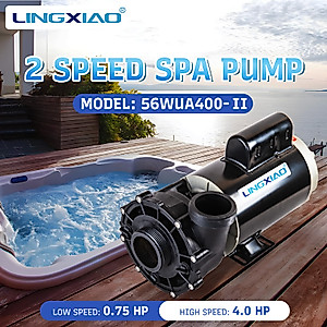 LINGXIAO SPA Pump, 4HP Hot Tub Pump - 2 Speed LX SPA Pump Motor 220-240V, 2" Port, 56 Frame (Model: 56WUA400-II)