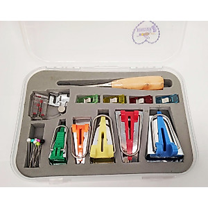HONEYSEW Bias Tape Maker Kits All 5 Sizes 6MM 9MM 12MM 18MM 25MM Binding Foot Craft Clips Awl Quilter's Pin