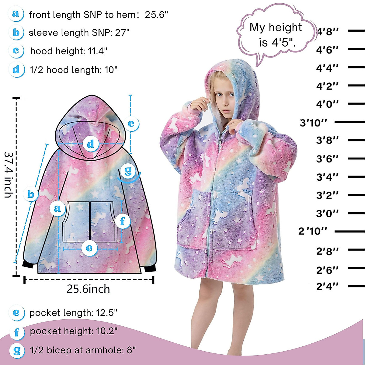 MeMoreCool Wearable Blanket Kids Blanket Hoodie, Hooded Blanket Kids Comfy Blanket Sweatshirt, Toddler Blanket with Hood