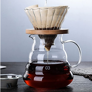 COFIMEFO Coffee Server, V60 Standard Glass Coffee Carafe Pour Over Coffee Pot, Clear, 800 ML/27 OZ