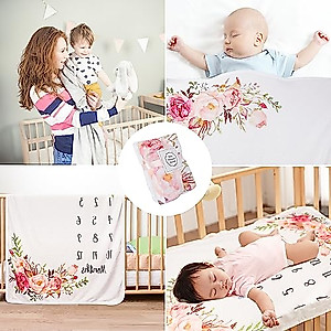 Baby Monthly Milestone Blanket for Boy Girl Soft Floral Memory Blanket Newborn Growth Chart Milestone Blanket Cute Photo Background Blanket with Wreath (51x40In)