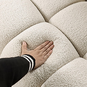 CALABASH 65" Boucle Loveseat Sofa, Modern Tufted Love Seat Cloud Couch with 2 Pillows, Comfy 2 Seater Deep Seat Small Couch for Living Room Apartment Office, Beige