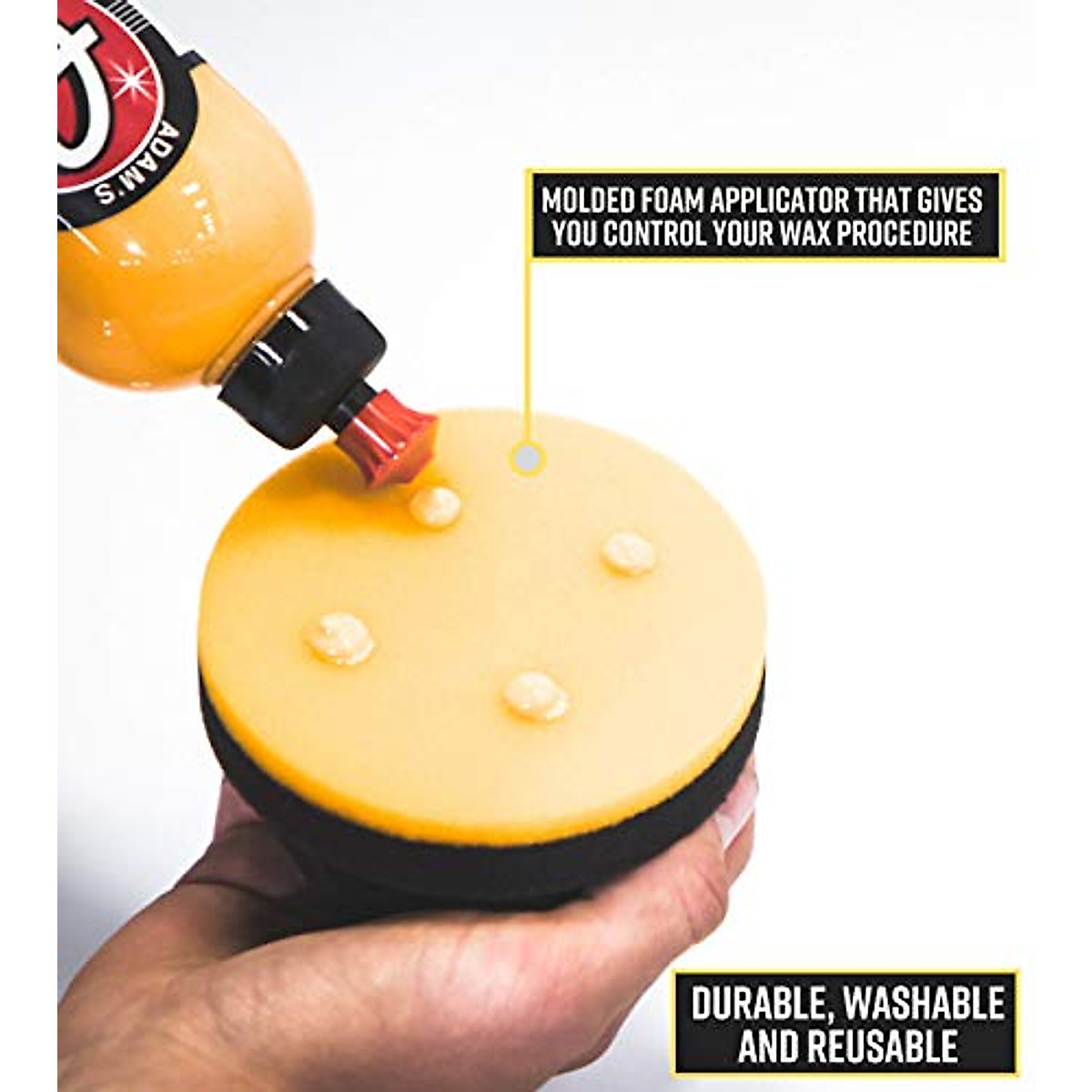 Adam's Yellow Hex Grip Car Wax Foam Applicator - Car Detailing Tool for Waxing Kit Glaze Sealant Liquid Paste Wax Ceramic Coating | Paint & Auto Part Accessories | Car Wash Kit Cleaning Supplies