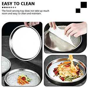 Stainless Steel Dinner Plate, Metal Dinner Dishes, 7 Inch Feeding Serving Camping Plates for Home Kichten, Outdoor Camping, Snack and BBQ