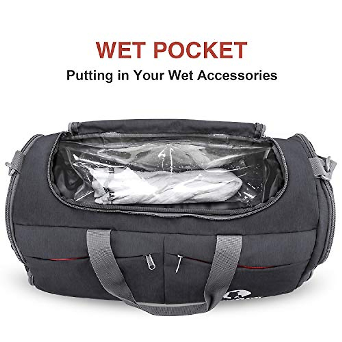 Canway Sports Gym Bag, Travel Duffel bag with Wet Pocket & Shoes Compartment for men women, 45L, Lightweight