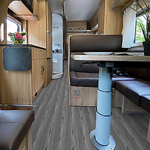 NUFLR Peel and Stick Floor Tile, Vinyl Flooring Natural Grey Wood, Easy to Install and Removable for Update Bathroom Kitchen RV (6 X 35In, 10 PCS)……