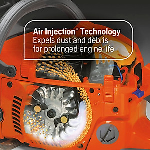 Husqvarna 130 Gas Powered Chainsaw, 38-cc 2-HP, 2-Cycle X-Torq Engine, 16 Inch Chainsaw with Automatic Oiler, For Wood Cutting and Tree Pruning, Orange