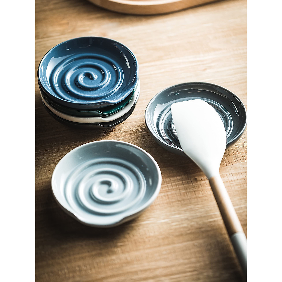 Cormomu Spoon Holder, Ceramic Spoon Rest for Stove Top, Utensil Holder for Spatula, Coffee Spoon, Spoon Cradle, Kitchen Accessories for Stove, Christmas Gifts, White