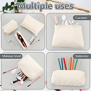 Talltalk 3 Pcs Cosmetic Makeup Bag for Women Portable Travel Toiletry Cosmetic Pouch Cute Bag Accessories Brushes Storage Organizer for Daily Use, 3 Sizes(Pu Leather,Elegant)