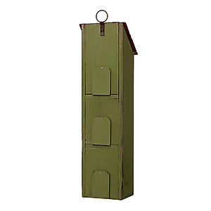 Glitzhome JK97321 3-Tier Hanging Bird House Wooden Window Shutters Birdhouse 18 Inch Tall, Green