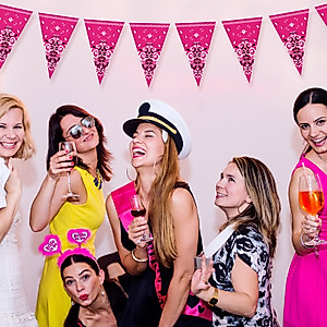 5 Pack Western Cowgirl Bandana Pennant Banner Rose Red Wild West Party Accessory for Western Cowgirl Themed Party Decoration, 10.8 x 7.5 Inch, Rose Red