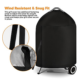 iCOVER Grill Cover for Weber 22 Inch Charcoal Kettle- Heavy Duty Waterproof BBQ Covers for Griddle Char-Broil 22 Inch Grills