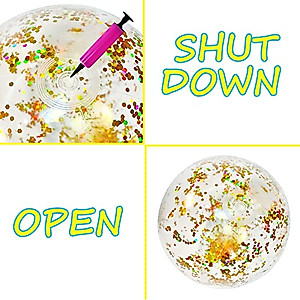 Yuguolorry Swimming Beach Ball Jumbo Pool Balls Confetti Glitters Inflatable Swimming Pool Water Ball Beach Outdoor Summer Party Favors for Adult Inflatable Beach Balls (Golden 23 Inch)