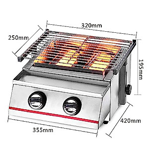 RustyVioum 2 Burner Gas Bbq Grill, Portable Table Top Smokeless Gas Grill, Stainless Steel Portable Grill Cooker for Outdoor Cooking Party Sliver
