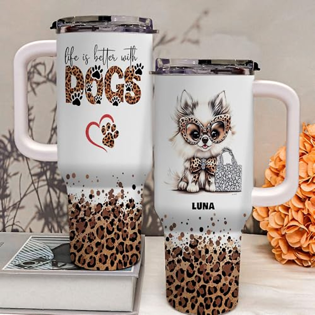 Personalized Dog Tumber with American Eskimo Dog’s Name – Custom Cup for Dog Moms, Ideal Gift for Mother's Day, Birthdays & Christmas 55Wd4L
