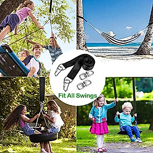 Werfeito Extra Long Tree Swing Straps, 3FT/10FT/20FT/30FT Tree Swing Hanging Straps Kit Holds 5000 lbs with Tree Protector, Heavy Duty Carabiner and Swivel Perfect for Swings & Hammocks (20 FT)
