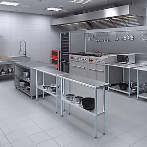 AmGood 14 in. x 48 in. Stainless Steel Work Table | Metal Kitchen Food Prep Table | NSF