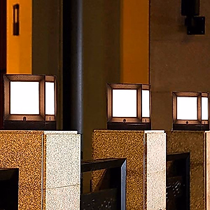 CZLZY Modern Simple E27 Pillar Lamp Creative Aluminum Square Column Light Outdoor Post Light Fixtures Waterproof IP55 Acrylic Lamp Shade Courtyard Fence Lawn Landscape Light