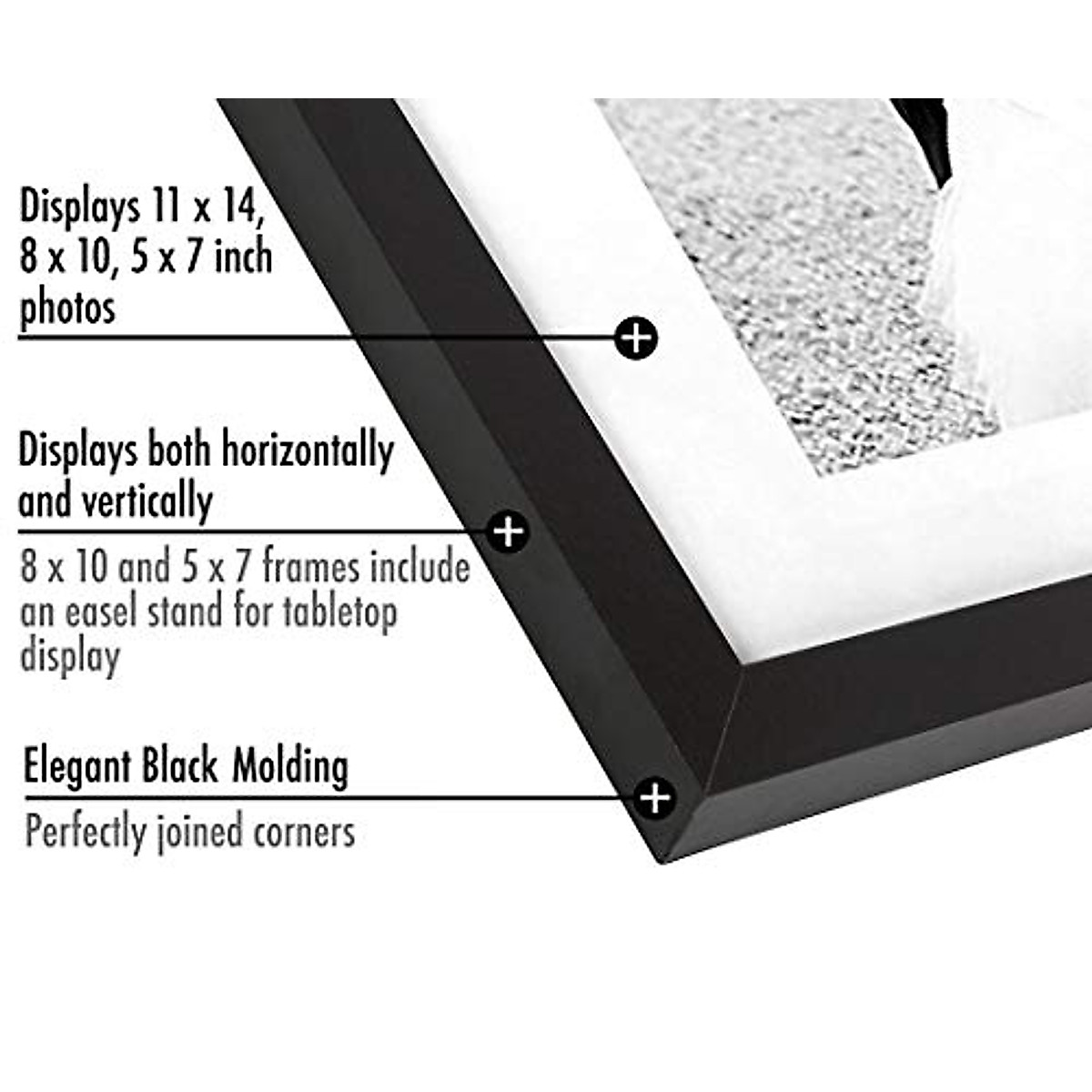 Americanflat 7 Pack Gallery Wall Set | Displays One 11x14, Two 8x10, and Four 5x7 inch photos. Shatter-Resistant Glass. & 11x14 Collage Picture Frame in Black with Five 4x6 Picture Displays