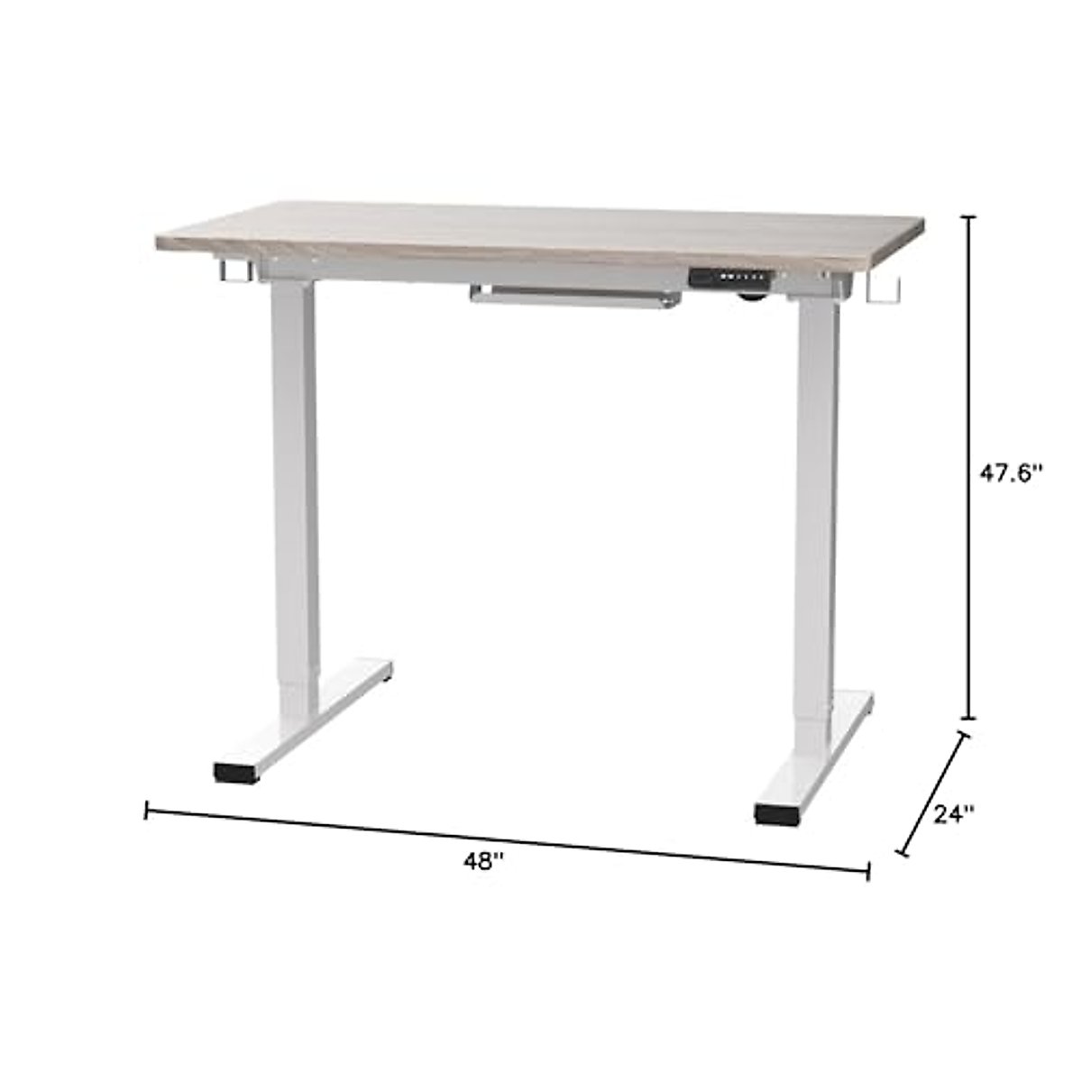 FLEXISPOT Standing Desk Quick Assembly Electric Adjustable with 48 x 24 Inches Whole-Piece Desktop Ergonomic Memory Controller Stand Up Desk(White Frame + 48" Grey Wood Grain)