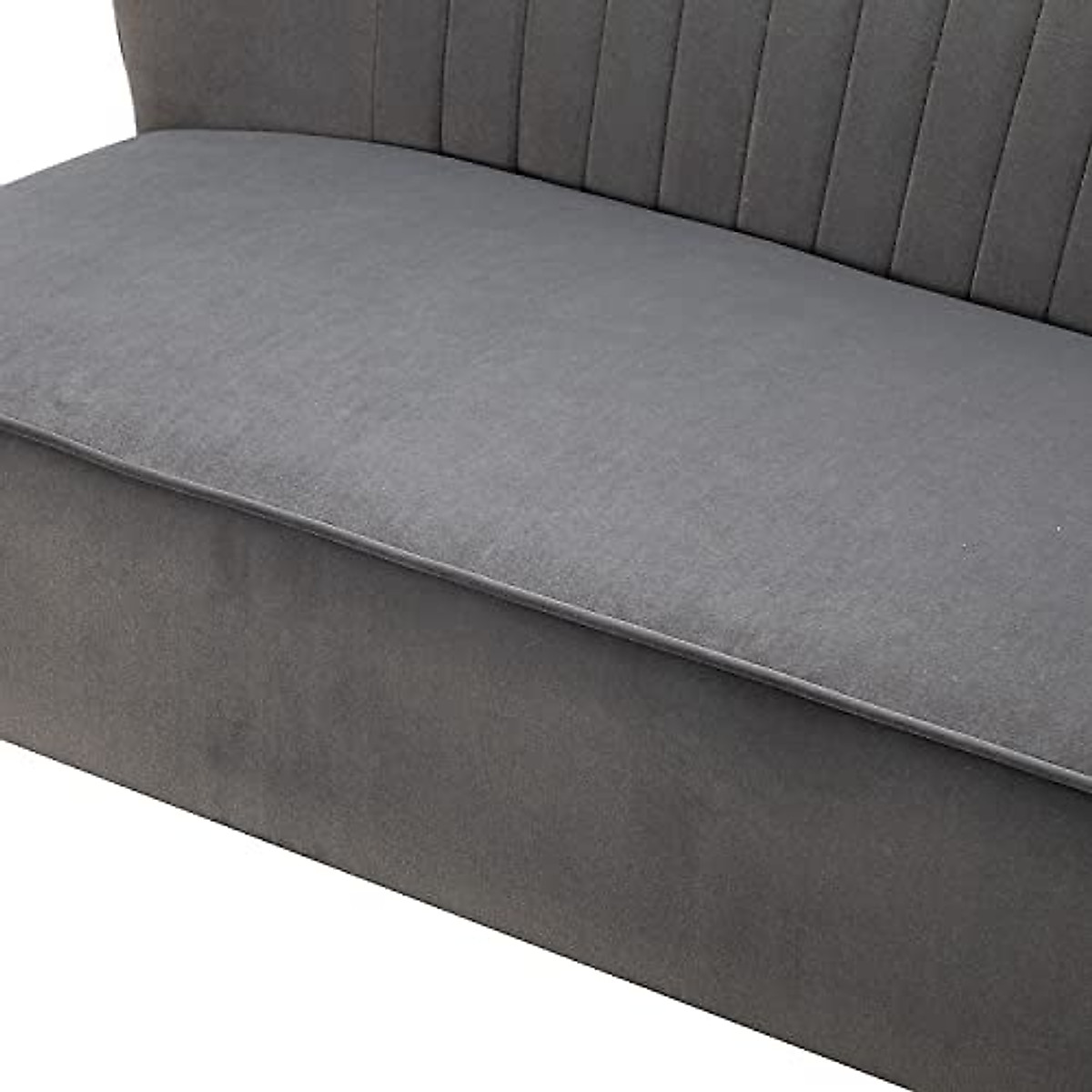 HULALA HOME 45-inch Small Velvet Upholstered Loveseat Sofa, Modern Loveseat Club Couch with Golden Metal Legs, Living Room Tufted Velvet 2 Seater Sofa for Apartment Small Spaces (Grey)