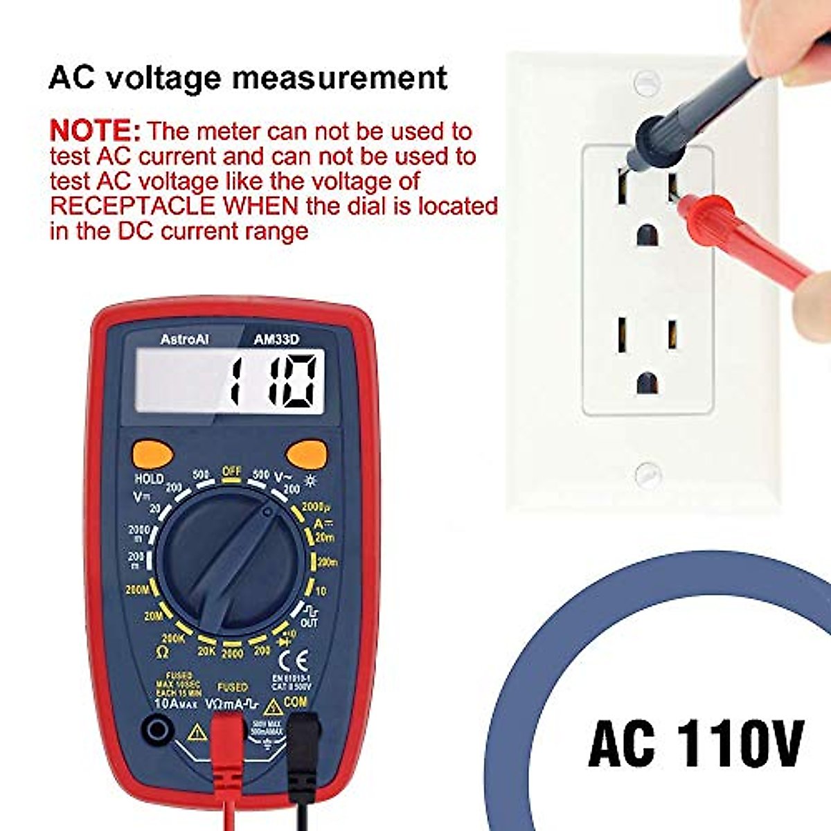 AstroAI 33D DC Current Digital Multimeter and New TRMS 2000 Counts AC/DC Current Voltage Resistance Capacitance Continuity Meter