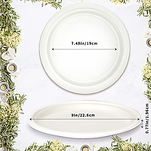 FYY 9 Inch Paper Plates, [50 Count] Disposable Sugarcane Paper Plates, Eco-Friendly Unbleached Heavy Duty Compostable 100% Biodegradable Paper Plates
