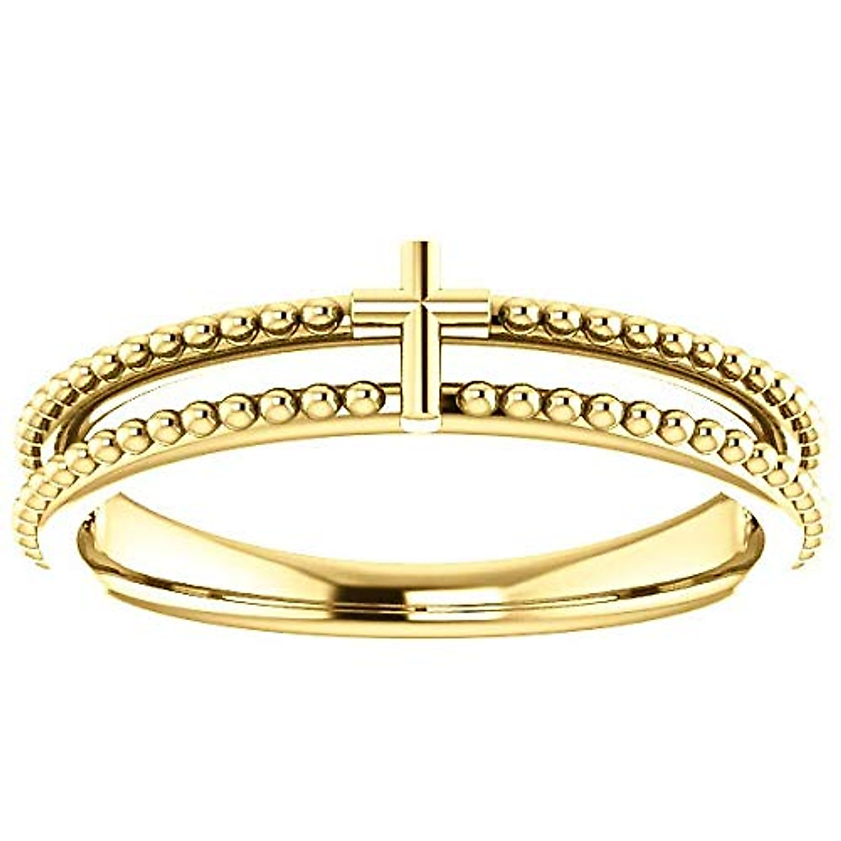 Eliana and Eli 14K Yellow Gold Milgrain Stackable Cross Ring- Inspirational Christian Faith, Love, Hope Jewelry- Wedding Engagement Promise Band - Ring Size 4-9 (9)