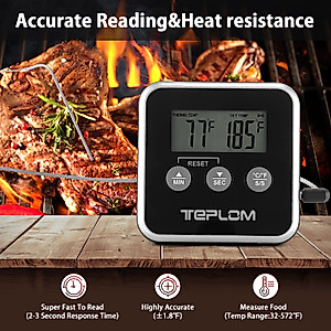 Meat Thermometer Digital Instant Read Kitchen Cooking Food Candy Thermometer Timer with Stainless Steel Probe Magnet for Oil Deep Fry BBQ Grill Smoker Baking Liquids Beef Oven Thermometer