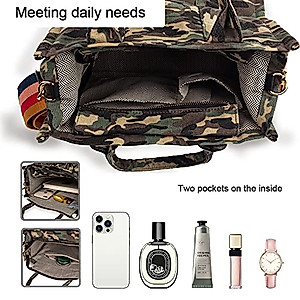 MEEJUNE Women Canvas Tote Handbags Casual Shoulder Work Bag Crossbody (Multi)