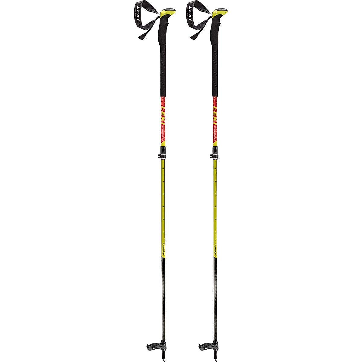 LEKI Aergonlite 2 Carbon Ski Poles Bright Red Neon Yellow