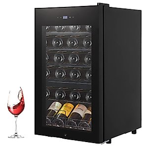 Aprafie Freestanding Compact Mini Wine Cellar, Compact Compressor Wine Cooler Refrigerator with 40°F-55°F Digital Temperature Control for Red, White and Champagne