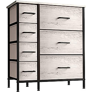 Sorbus Dresser with 7 Faux Wood Drawers - Storage Unit Organizer Chest for Clothes - Bedroom, Hallway, Living Room, Closet, & Dorm Furniture - Steel Frame, Wood Top, & Easy Pull Fabric Bins