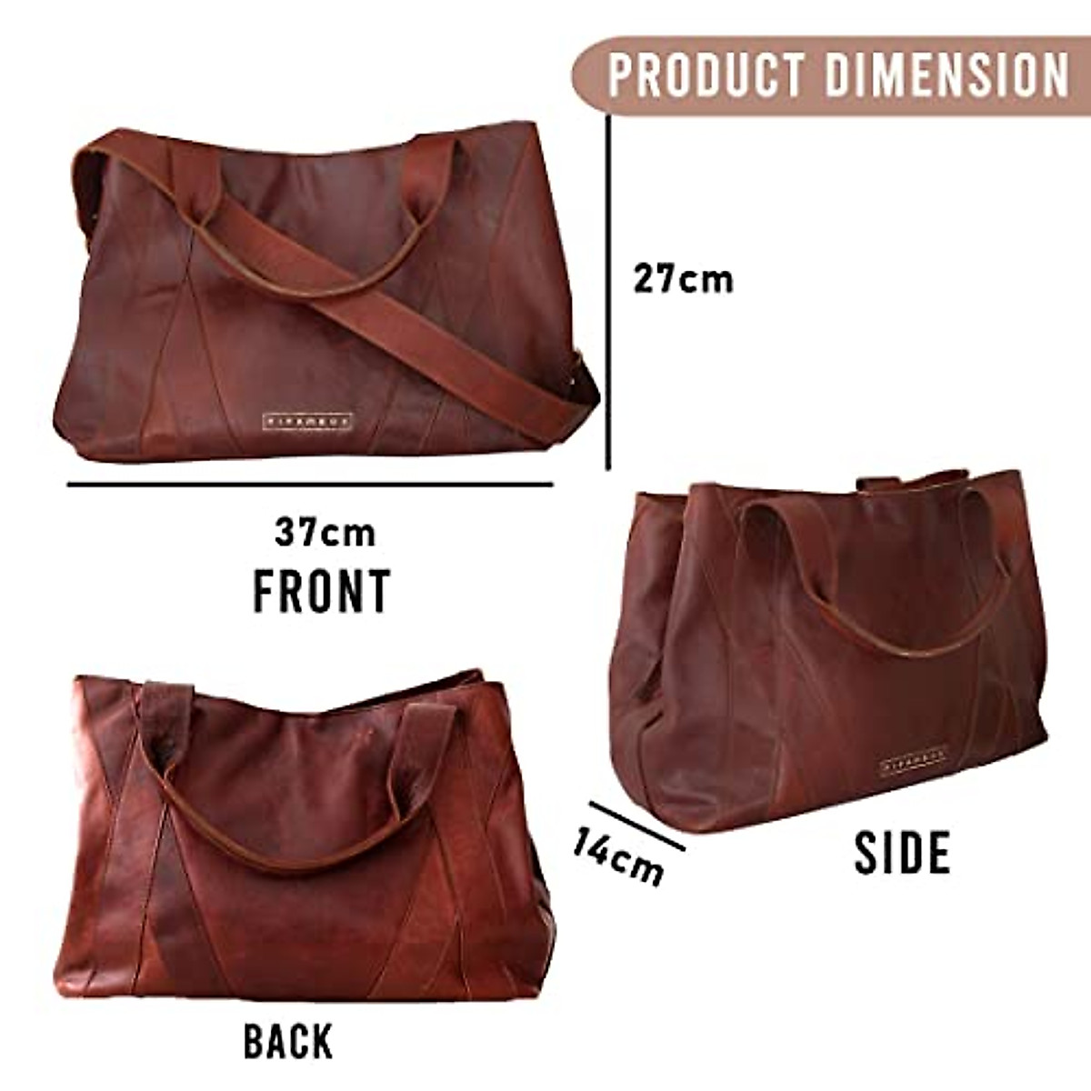 PIPABOX Class Apart Leather Tote Bag, Soft Leather Shoulder Bag, With Large storage for all daily essential for Girls & Women, Brown
