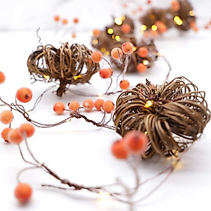 MIYA LIFE Nature Rattan Pumpkin String Lights 10FT 30LEDs - Fall Garland with Lights Battery Operated Wicker Pumpkin Lights - Perfect Autumn Lights Fall Decorations for Home (Rattan Pumpkin 1)