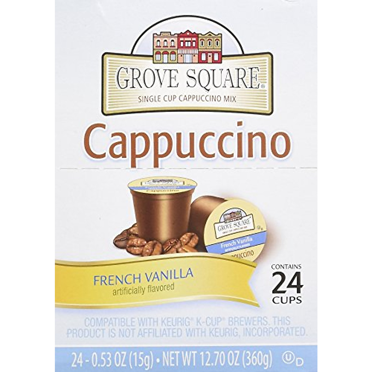 Grove Square Cappuccino Cups, French Vanilla, Single Serve Cup for Keurig K-Cup Brewers, 24 Count (Pack of 2)