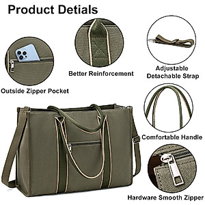 Laptop Tote Bag for Women Work 15.6 inch Canvas Shoulder Bags Computer Messenger Purse Teacher Handbag Office Briefcase