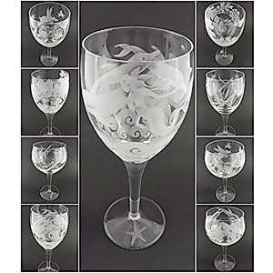 IncisoArt Hand Etched Italian Crystal Goblet Sandblasted (Sand Carved) Handmade Wine Water Glass Engraved (Oak Leaves Acorn Nut, 340 Milliliter (11.5 Ounce) White Wine)