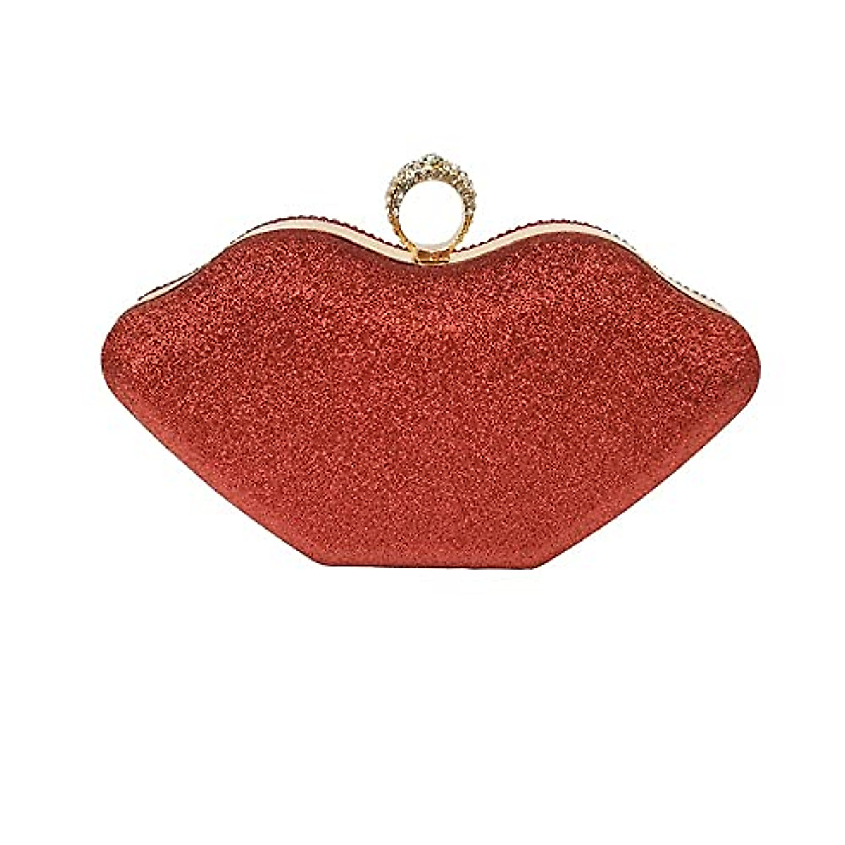 JU+ Women Lip Purses Evening Clutch Rhinestone Lips-Shaped Crossbody Bags Vintage Banquet Handbag(Red)