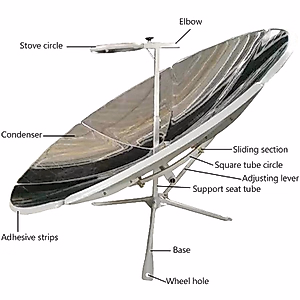 Concentrating Solar Cooker, 59'' Diameter Camping Outdoor Solar Cooker for Outdoor Cooking Steaming, Solar Heating, Visual Education DIY Solar Concentrator, Instantaneous Temperature 1472-1832℉