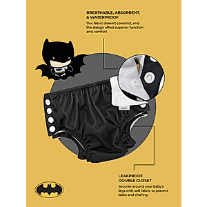 Simple Being Adjustable Snap Reusable Swim Diaper, Double Gusset (DC Batman 6 Months)