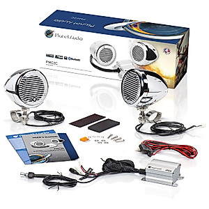 Planet Audio PMC2C Motorcycle Speaker System - Bluetooth, Weatherproof Speakers Amplifier, 2 3 Inch Speakers, 1 2 Channel Amplifier, 1 Volume Control, Use With ATV Motorcycle 12 Volt Vehicles